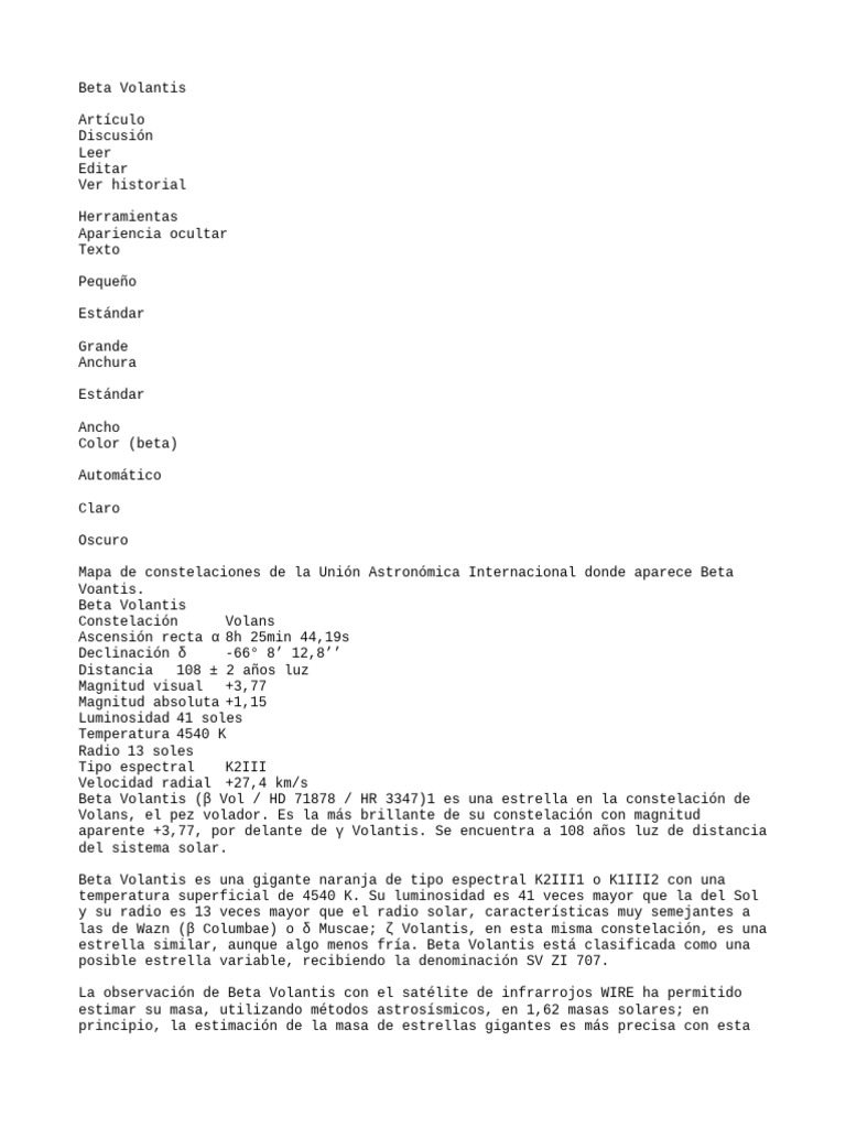 Beta Volantis PDF Astronom a Estrellas