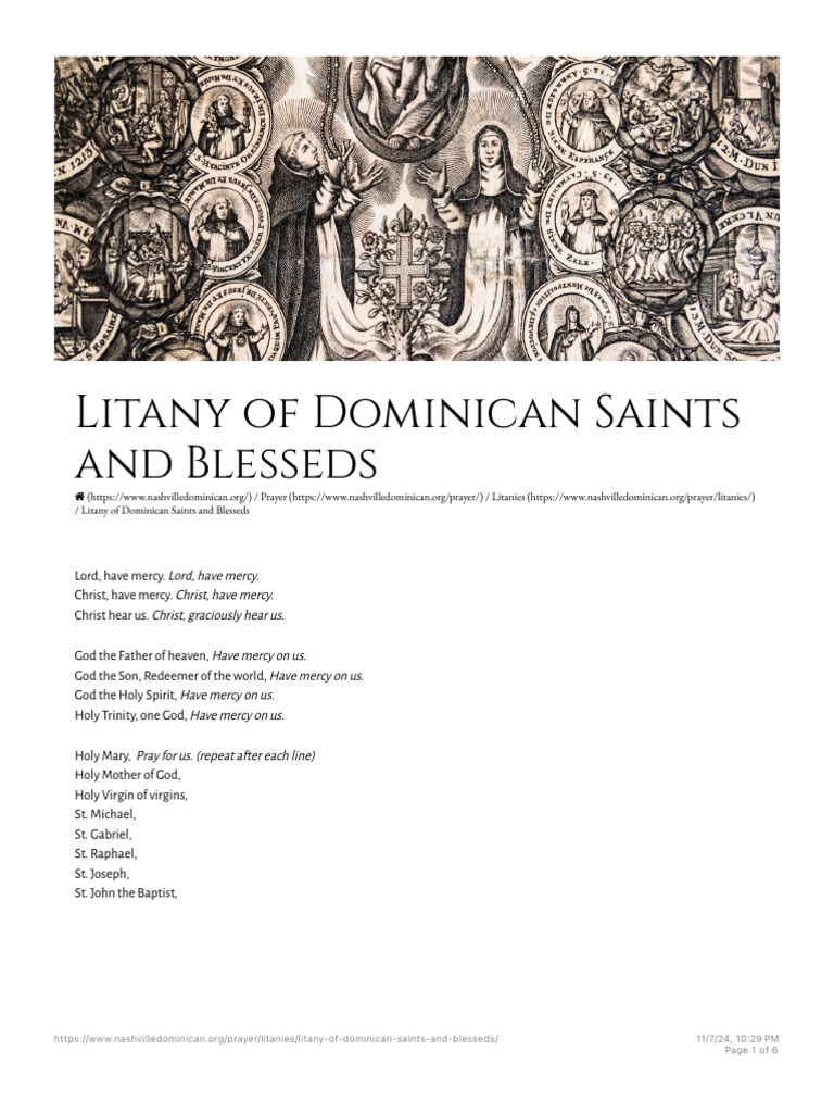 Litany of Dominican Saints and Blesseds - Nashville Dominicans ...