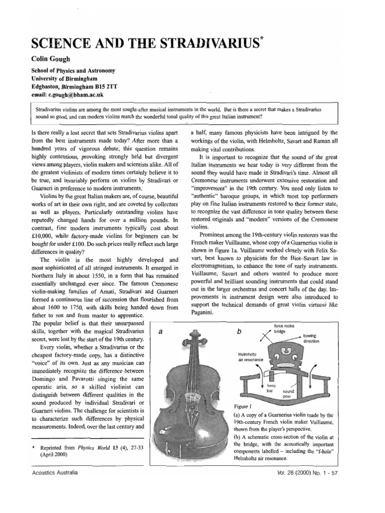 Science and Stradivarius | PDF | Resonance | Violin