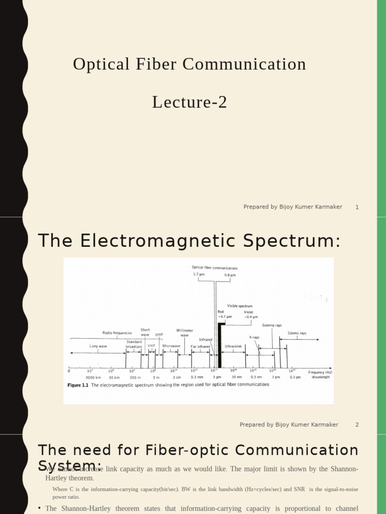 Optical Class 2 | PDF | Fiber Optic Communication | Bandwidth (Signal ...