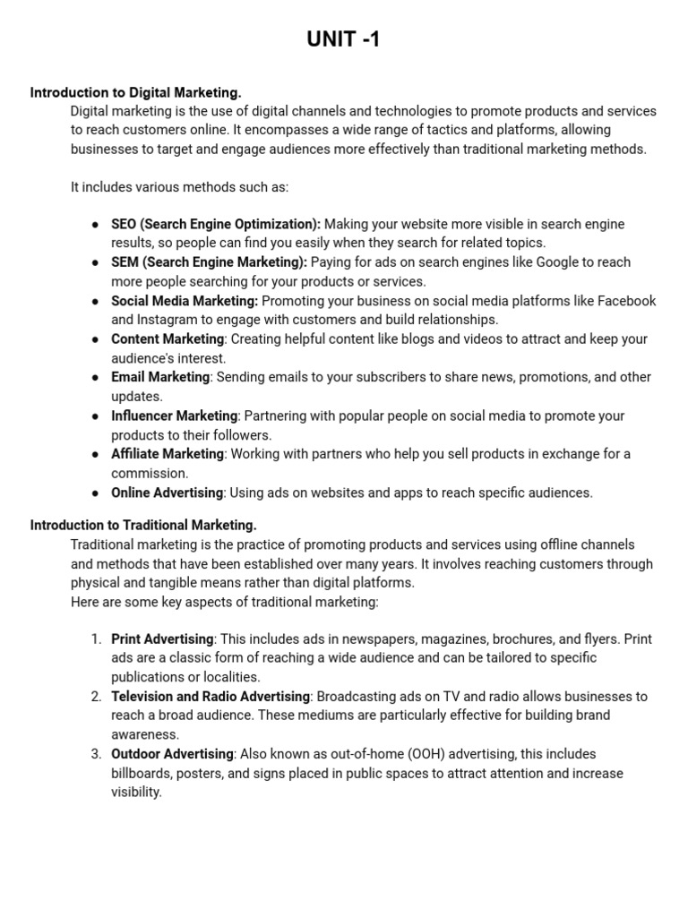 UNIT - 1 (Digital and Social Media) | PDF | Digital Marketing | Popular ...