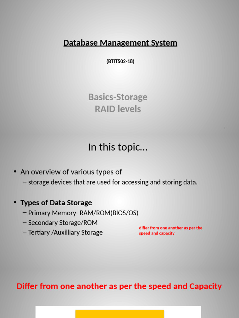Storage System - RAID Levels | PDF | Database Index | Computer Data Storage Storage System - RAID Levels | PDF | Database Index | Computer Data Storage