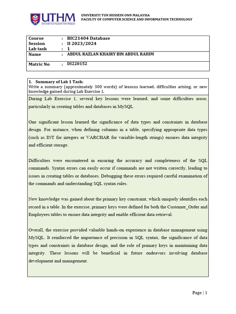 Lab1_DI220152_DATABASE | PDF | Databases | Sql