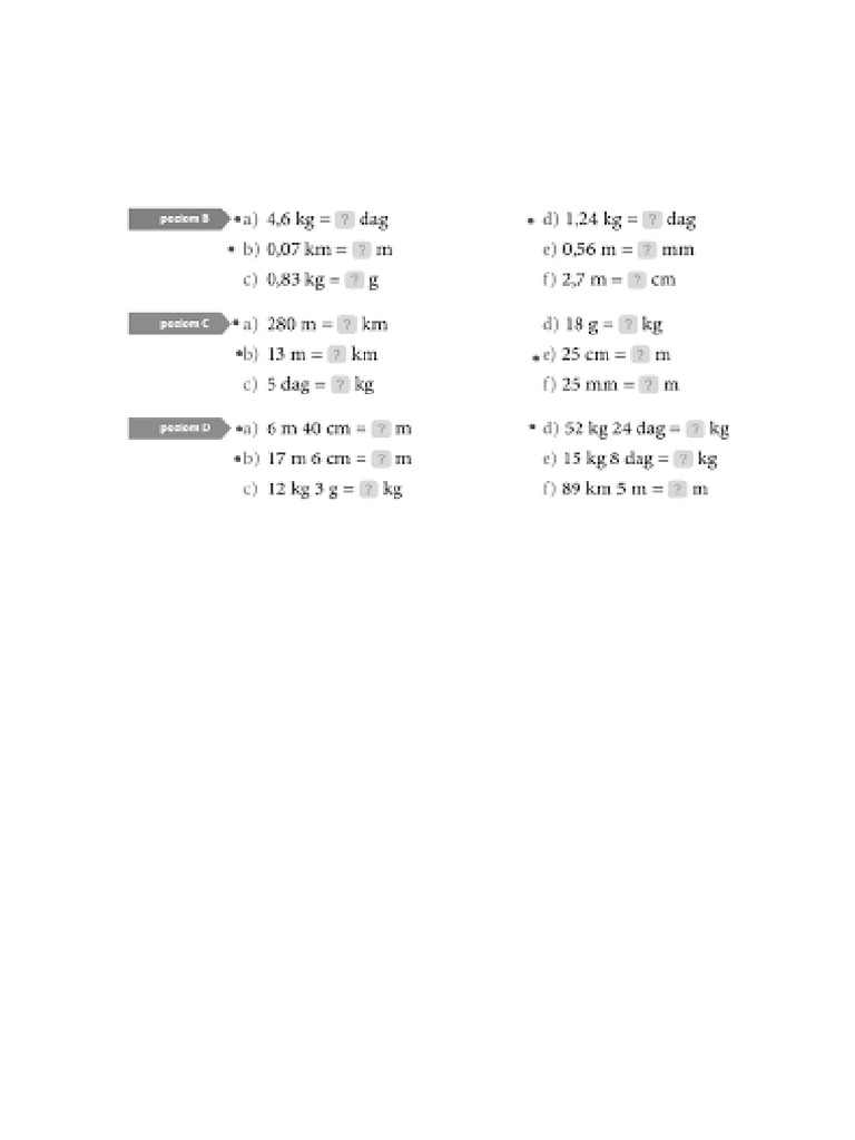 Kartkówka Jednostki Masy | PDF