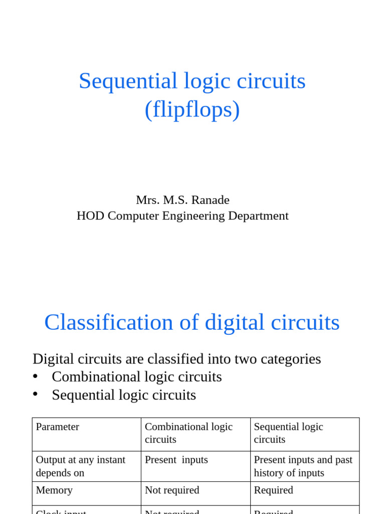 Chap 4 Sequential Logic Circuits - Flipflops | PDF | Electronics ...