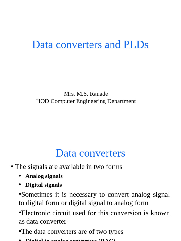 Data Converters and PLDs | PDF | Analog To Digital Converter | Digital To Analog Converter
