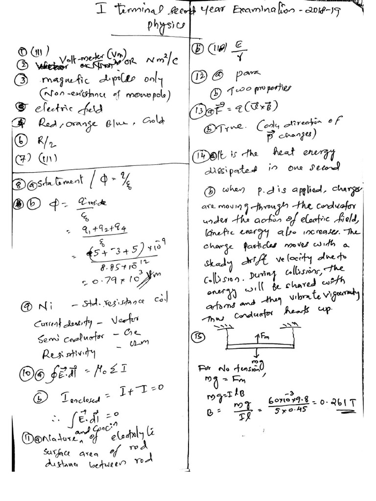 Physics Answer Key of Plus Two Onam Exam 2018 | PDF