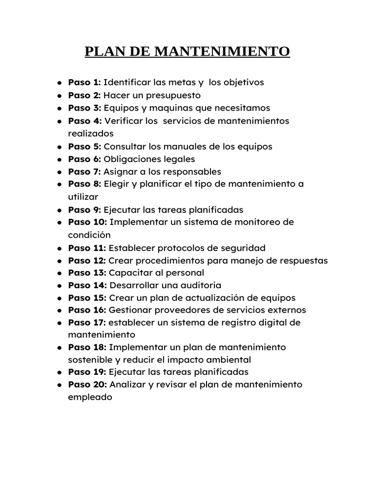 PLAN DE MANTENIMIENTO Daniel, Pablo y Juanmi | PDF | Negocios | Tecnología