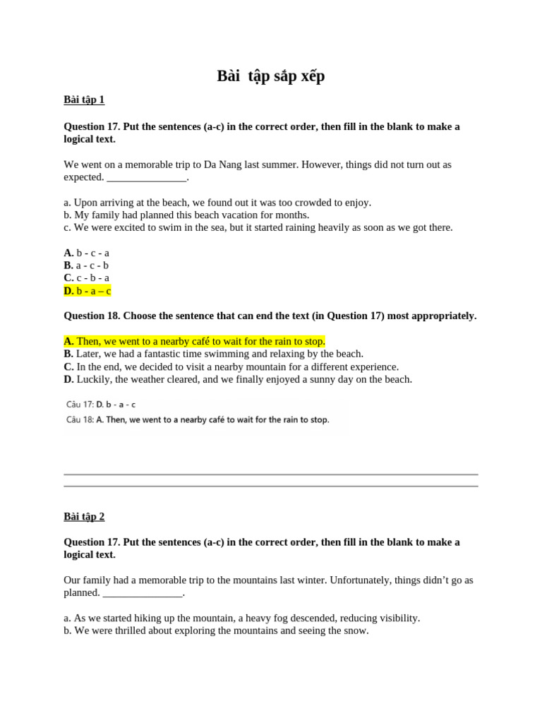 Bài tập sắp xếp | PDF