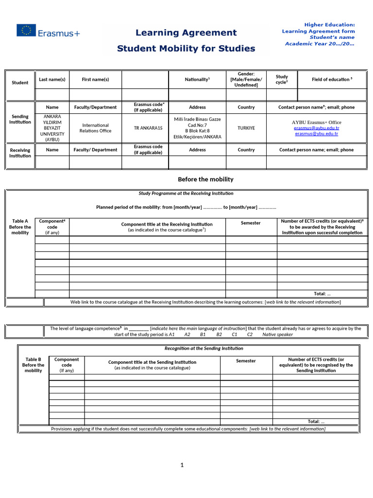 Before The Mobility: Study Programme at The Receiving Institution | PDF | Academic Degree | Academia
