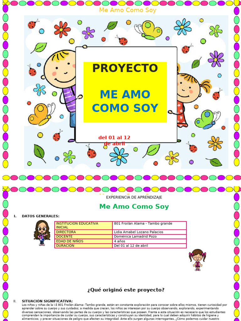 Proyecto Asi Soy Yo Maravilloso Del 02 Al 19 Mayo | PDF | Aprendizaje ...