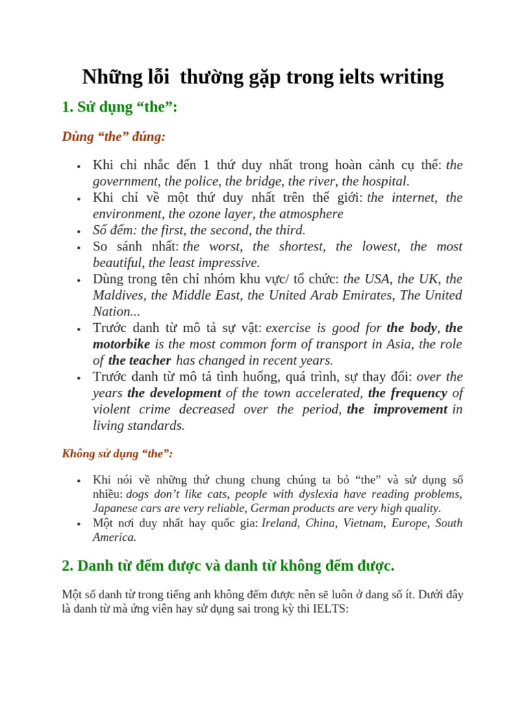 Những lỗi thường gặp trong ielts writing | PDF
