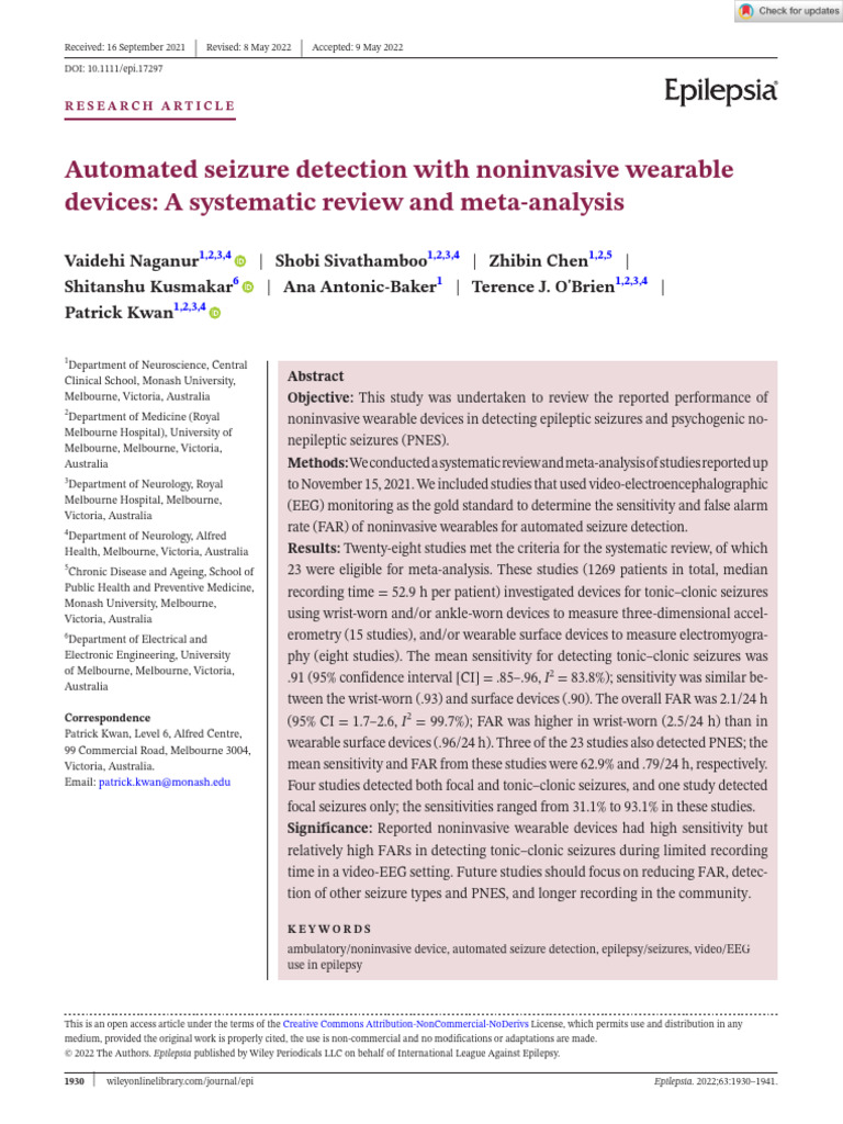 Automated Seizure Detection With Noninvasive Wearable Pdf