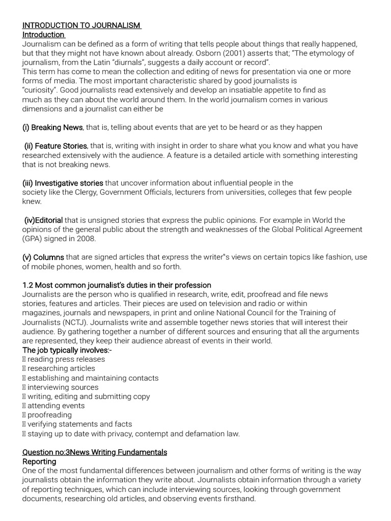 Notes 8semester Journalistic | PDF | Letter To The Editor | News