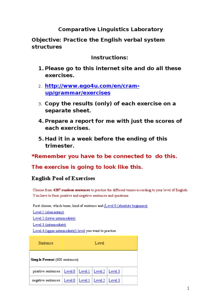 Comparative Linguistics Laboratory | PDF | Grammatical Tense | Languages