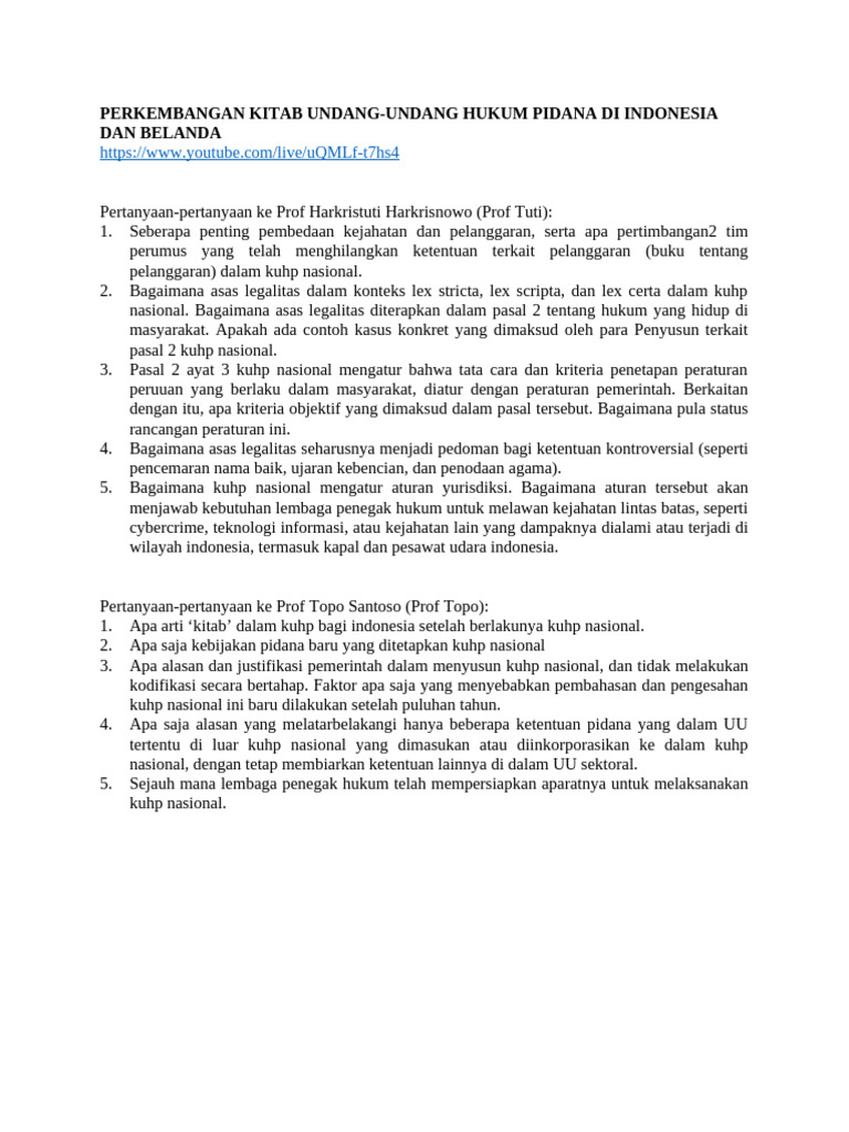 Perkembangan KUHP Indonesia dan Belanda | PDF