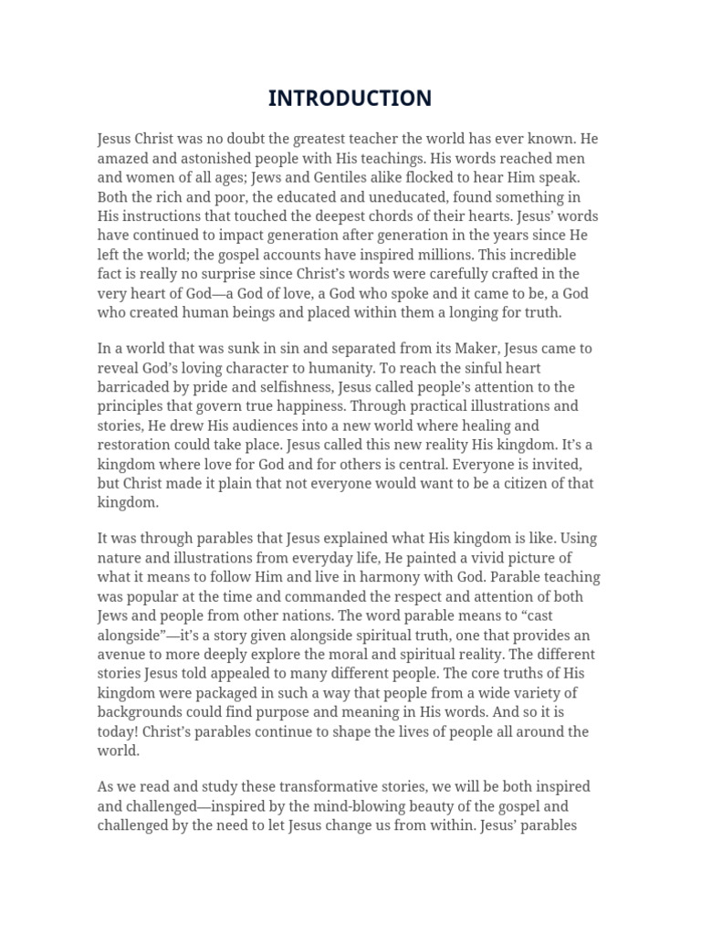 Intro | PDF | Jesus | Parables Of Jesus
