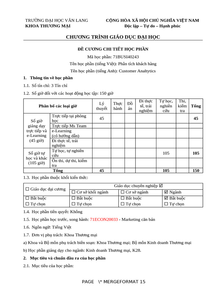241 - k28 - de Cuong Phan Tich Khach Hang - Customer Analytics - Ngành KDTM Ok Final | PDF