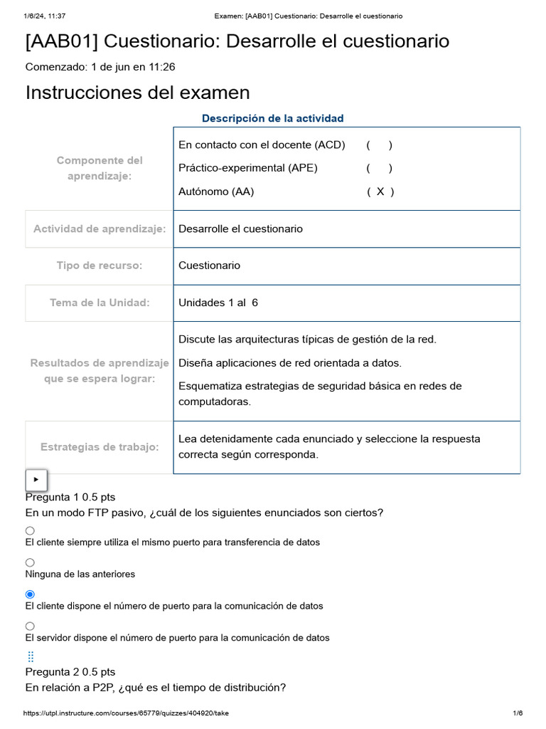 Cuestionario 1 Arqui Redes | PDF | Protocolo de transferencia de archivos | Red mundial