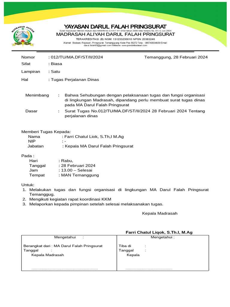 12 - SURAT TUGAS - KKM | PDF | Karier & Perkembangan
