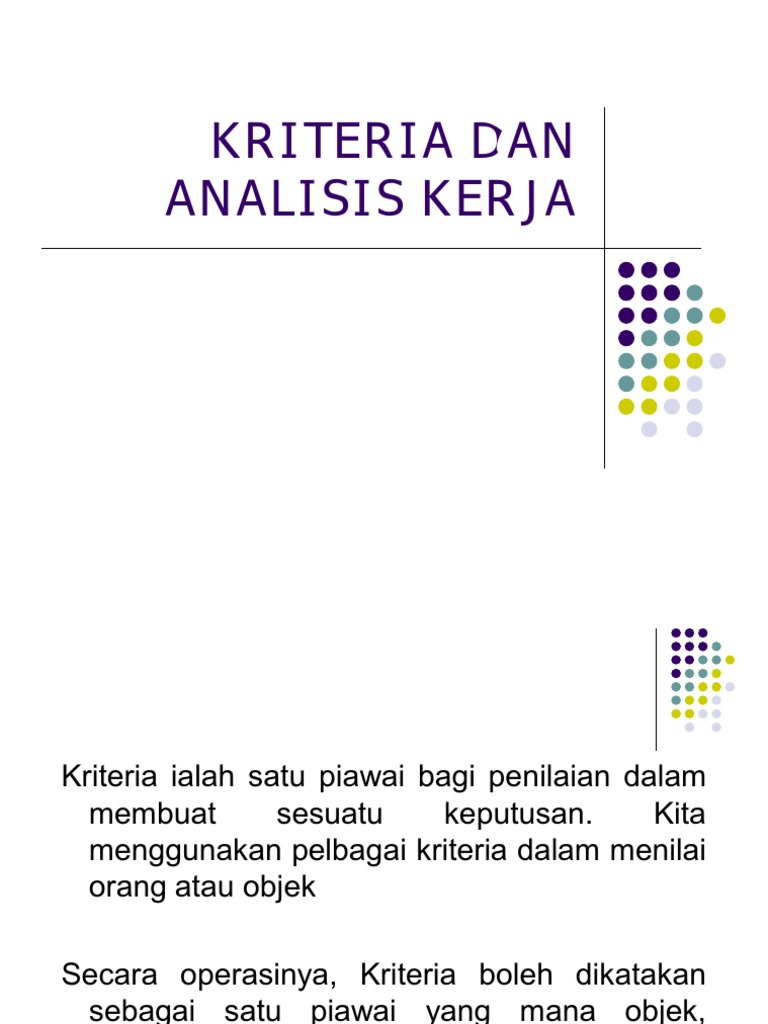 03 Kriteria Dan Analisis Kerja | PDF