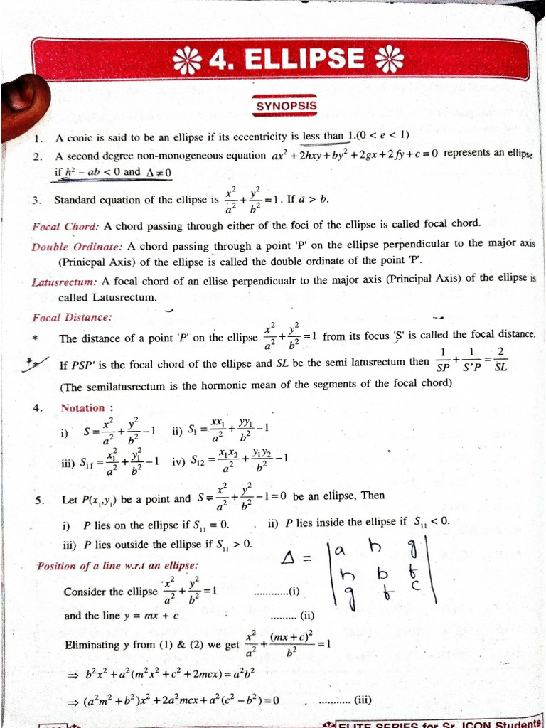 Ellipse and Hyperbola..clg Material | PDF