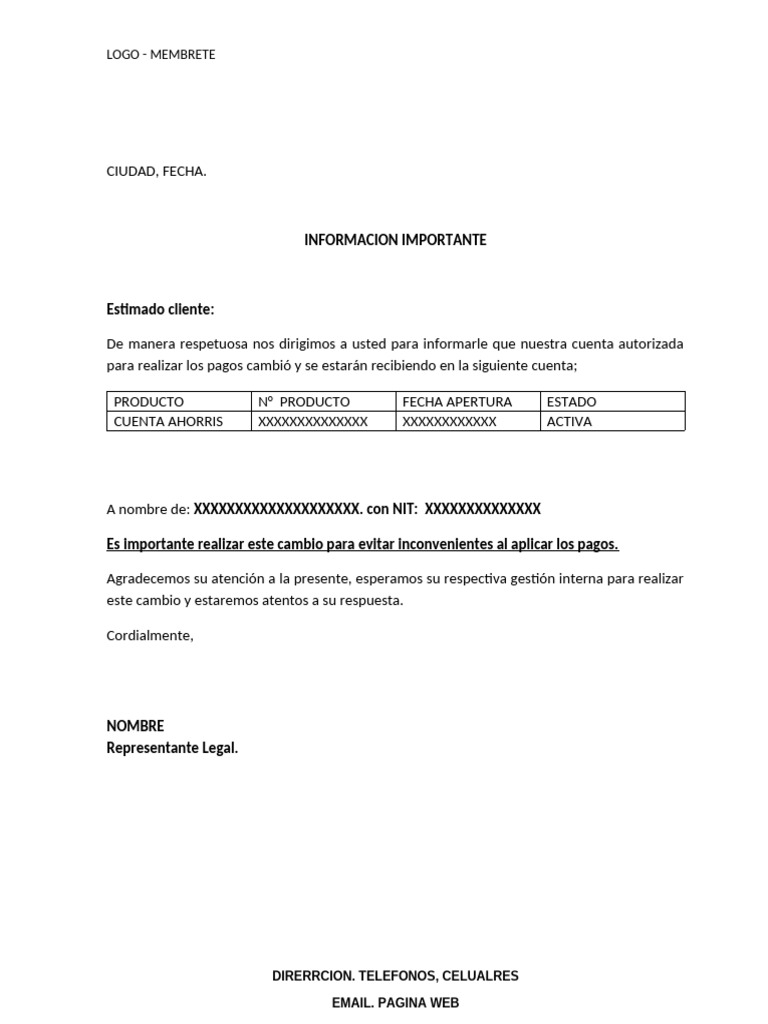 Solicitud Actualilzacion de Cuenta para Pago A Clientes | PDF | Derecho