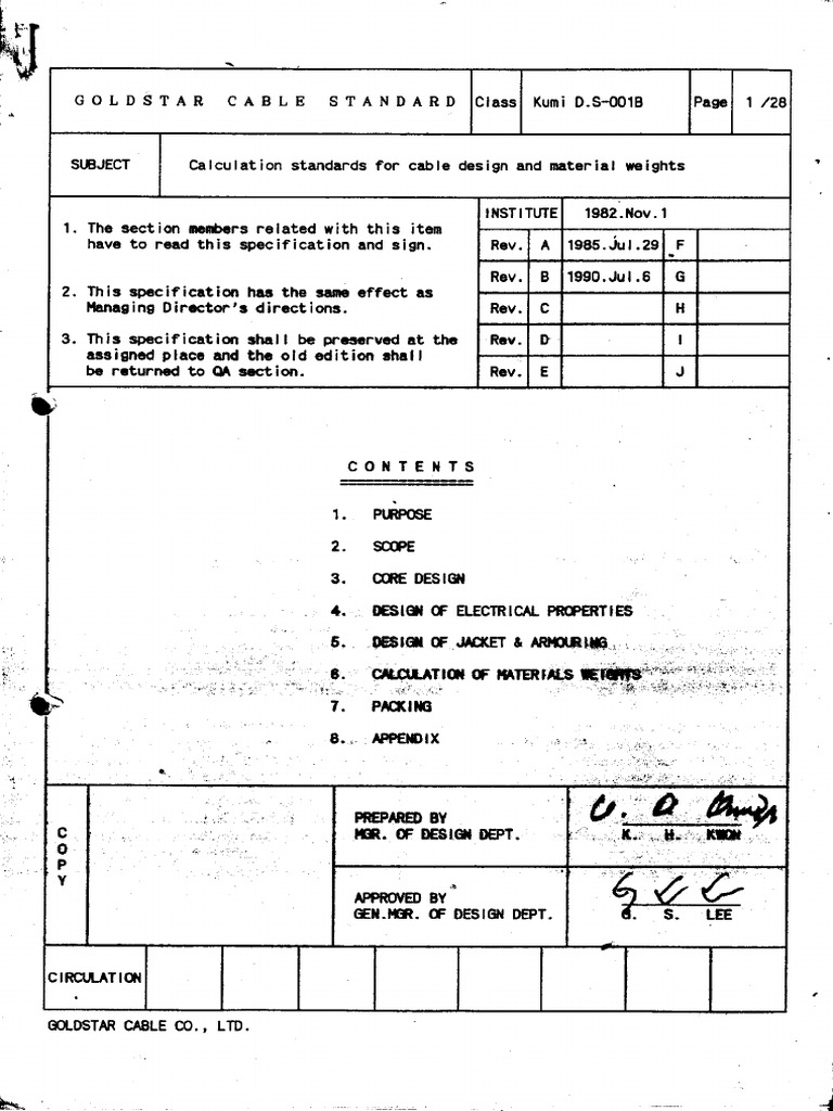 Calculation Standards For Cables Design and Material Weights | PDF