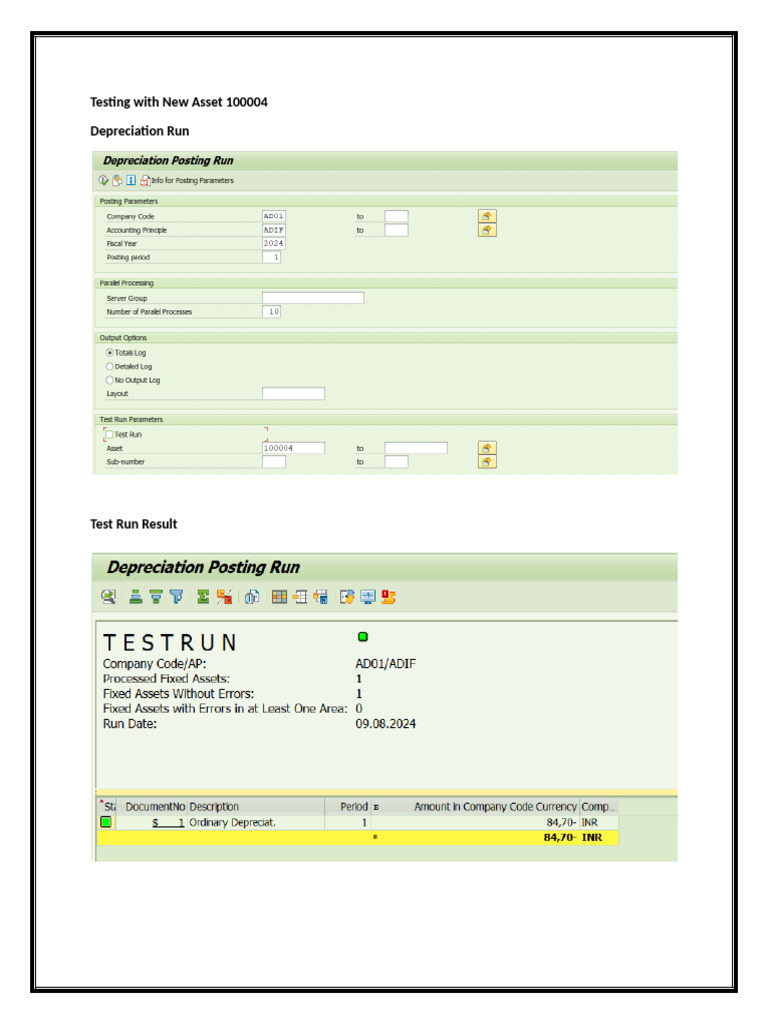 Testing With New Asset 100004 - DEP RUN | PDF
