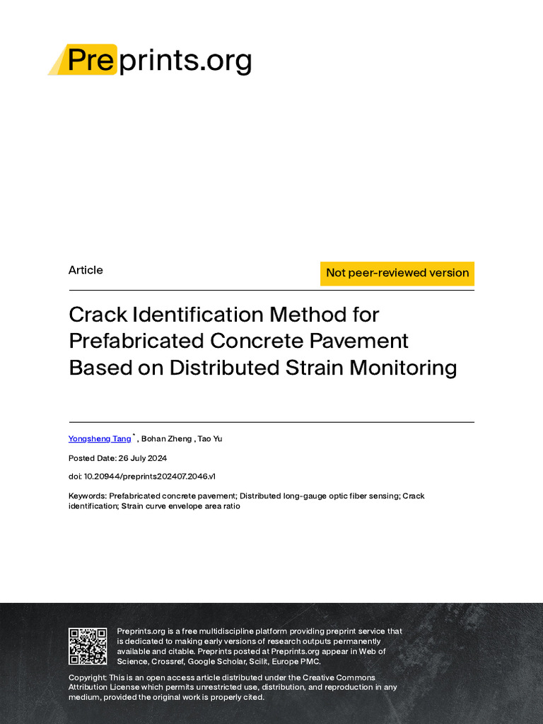 Crack Identification Method For Prefabricated Concrete Pavement Based
