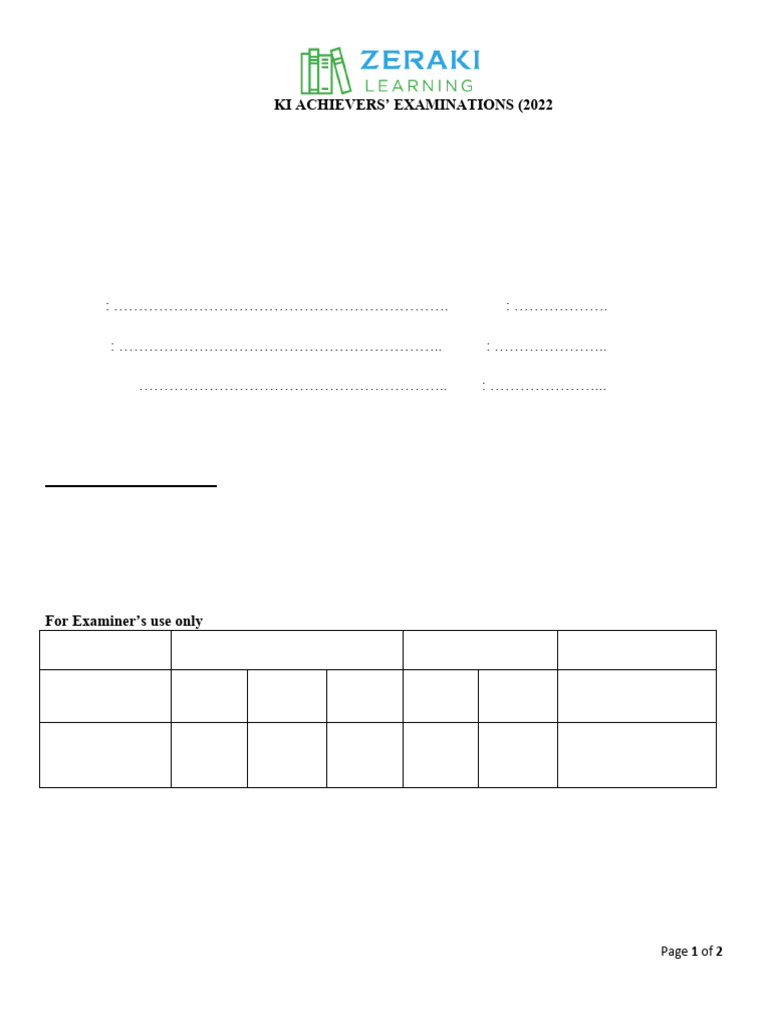 Zeraki History Exam Paper 2022 | PDF | Kenya | Africa