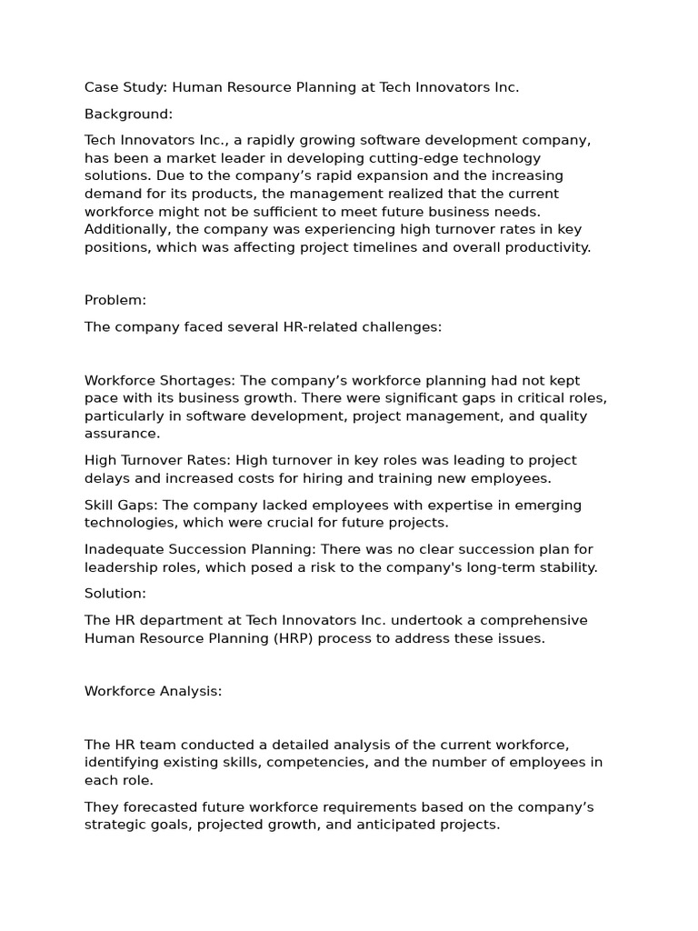 Case Study 1. | PDF | Employee Retention | Human Resource Management