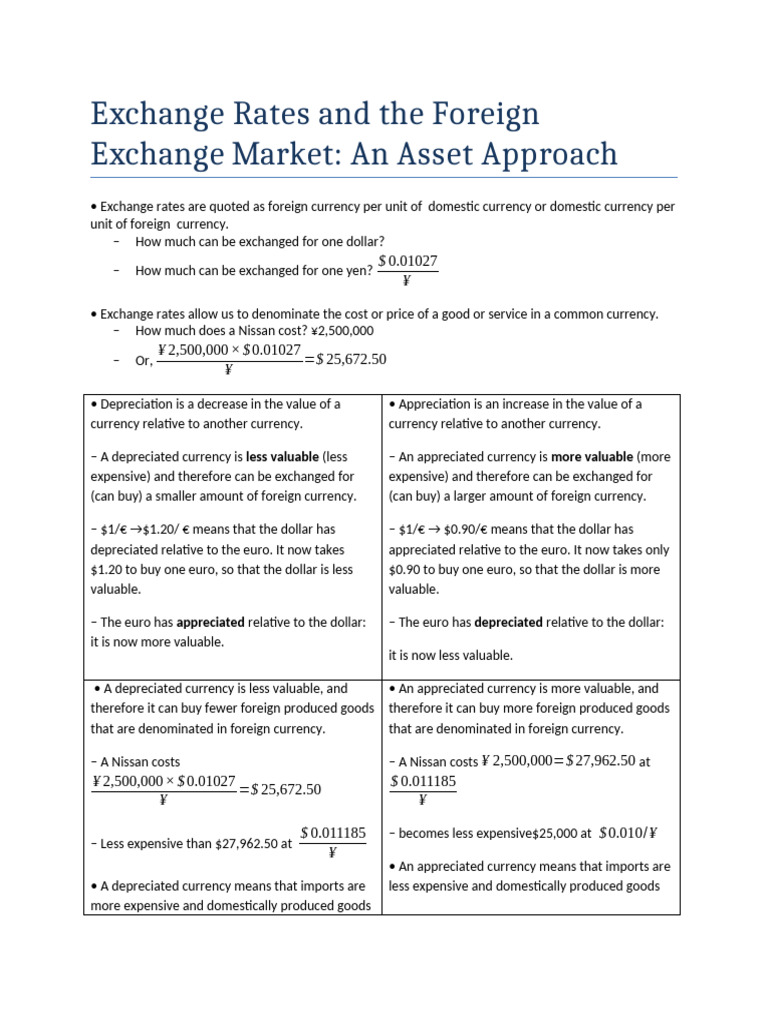 Chapter 14 Exchange Rates and The Foreign Exchange Market | PDF ...
