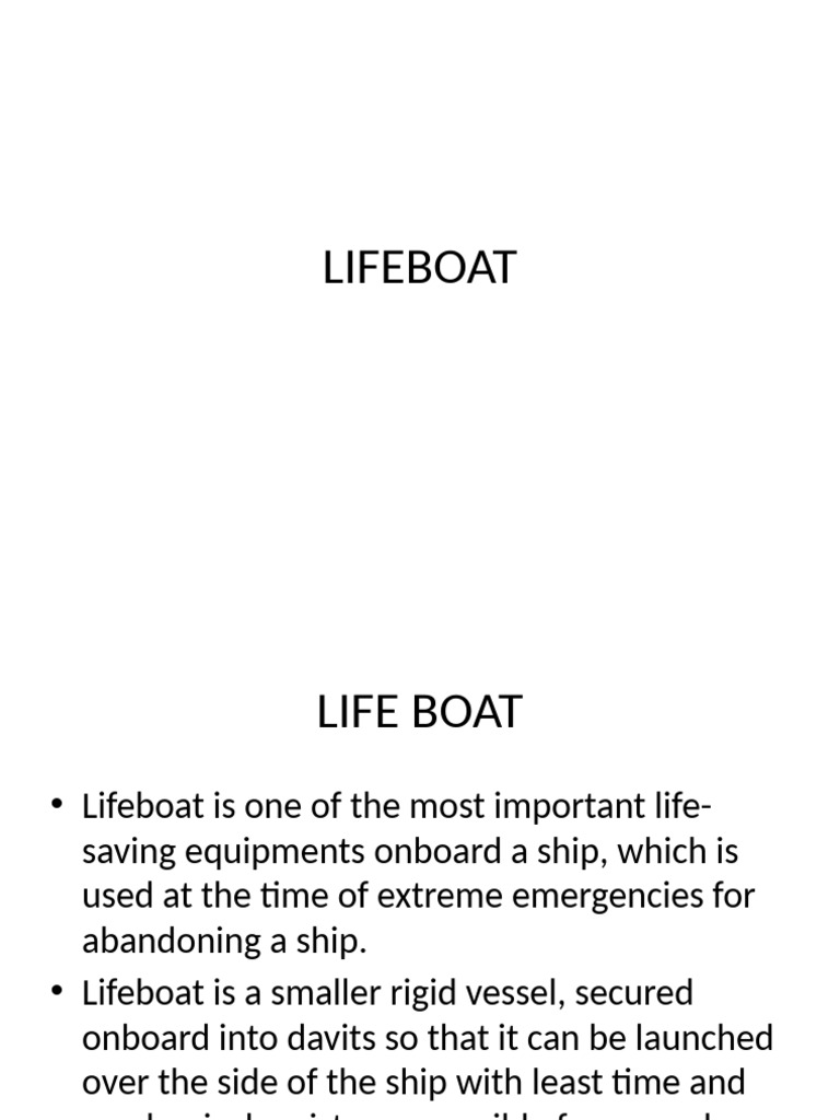 Lifeboat Types and Launch Mechanisms | PDF | Ships | Water Transport