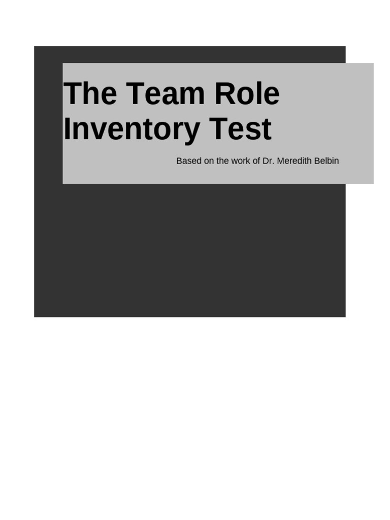 Test de Roles en Equipos de Belbin | PDF