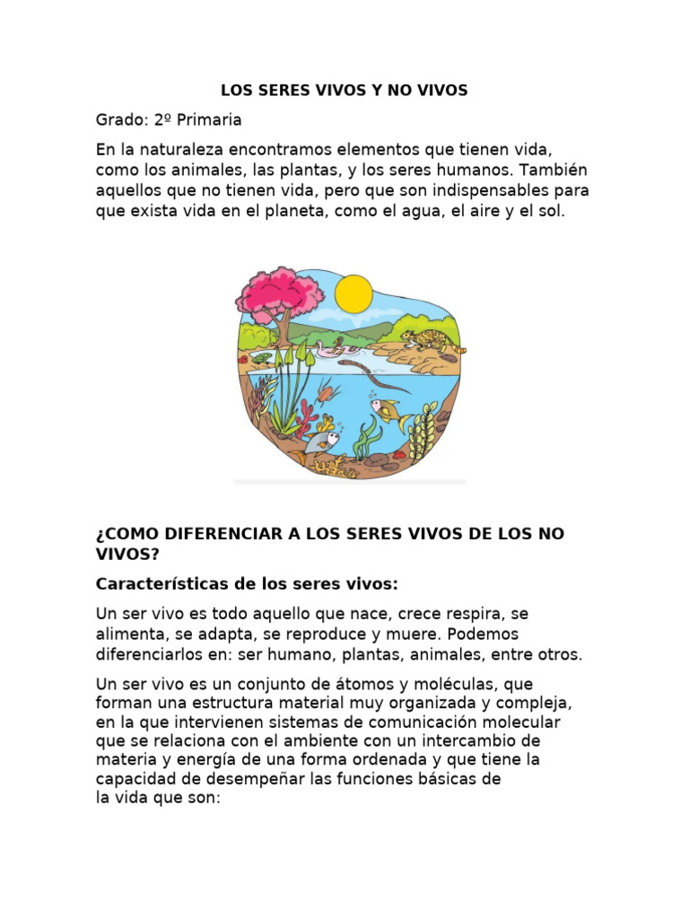 LOS SERES VIVOS Y NO VIVOS 2º Primaria | PDF | Reproducción | Organismos