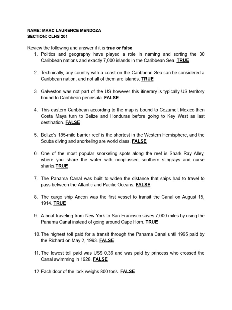 Assignment Reviewer | PDF | Panama Canal