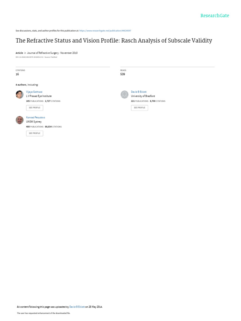 The Refractive Status and Vision Profile Rasch Ana | PDF