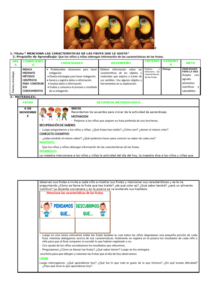Actividad Las Frutas Que Me Gustan Martes 05 de Nov | PDF | Aprendizaje ...