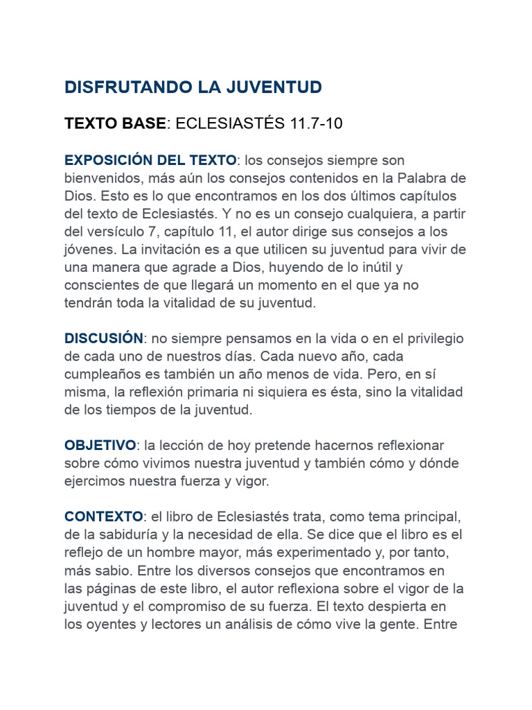 Disfrutando La Juventud | PDF