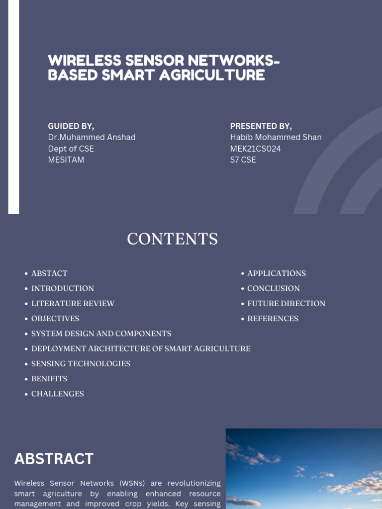 Wireless Sensor Networks Based Smart Agriculture Sensing Technologies Application And Future