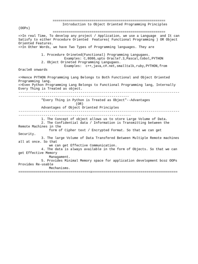 Introduction To Object Oriented Programming Principles (OOPs) | PDF | Computers