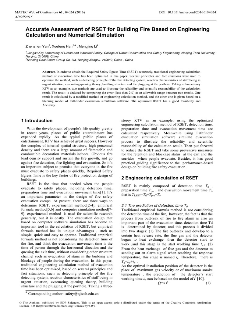 Accurate - Assessment - of - RSET - For - Building - Fire - Base On ...