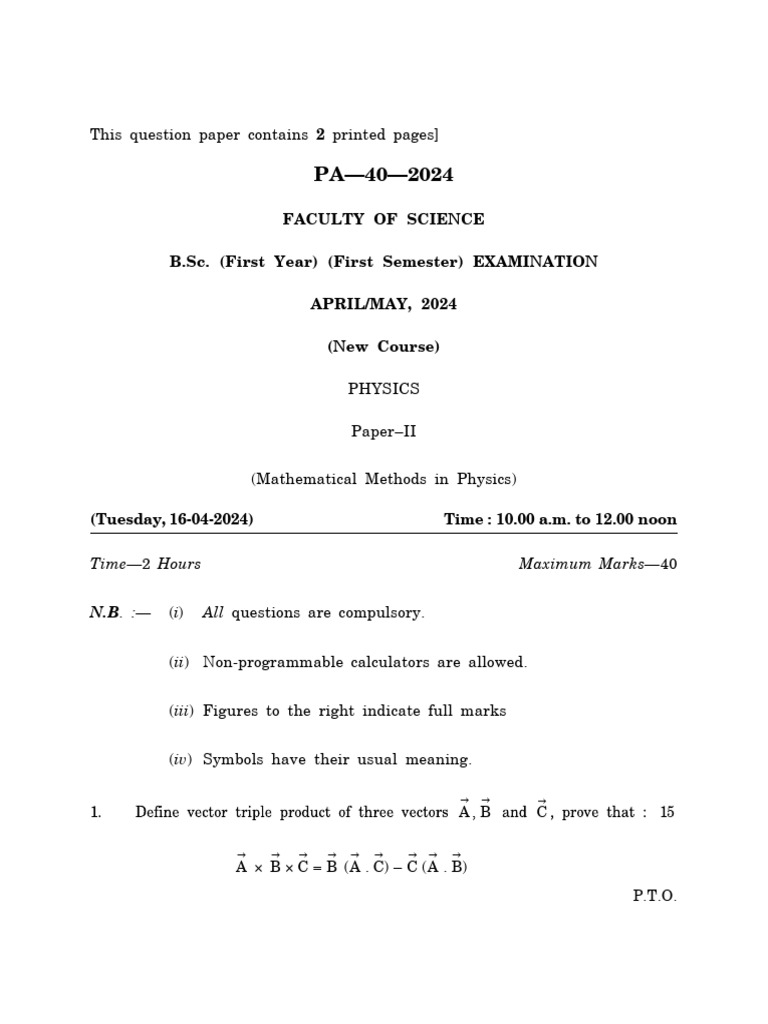1 ST Semester Physics | PDF