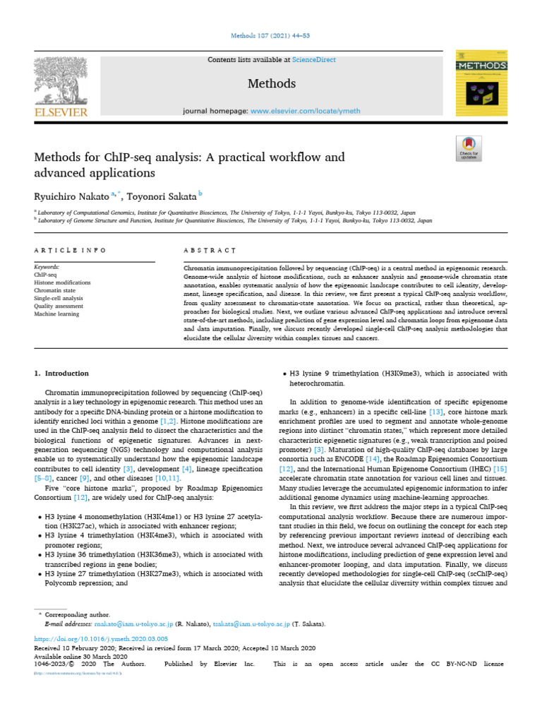 Methods For ChIP Seq Analysis A Practical Workflow and Advanced - 2021 ...