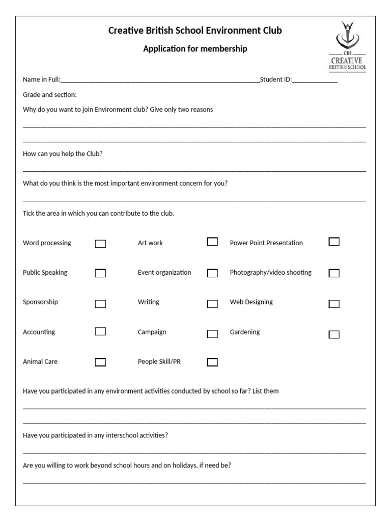 Eco Club Form | PDF