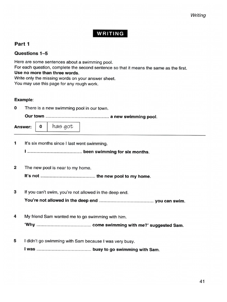 PET Writing Test 2 | PDF