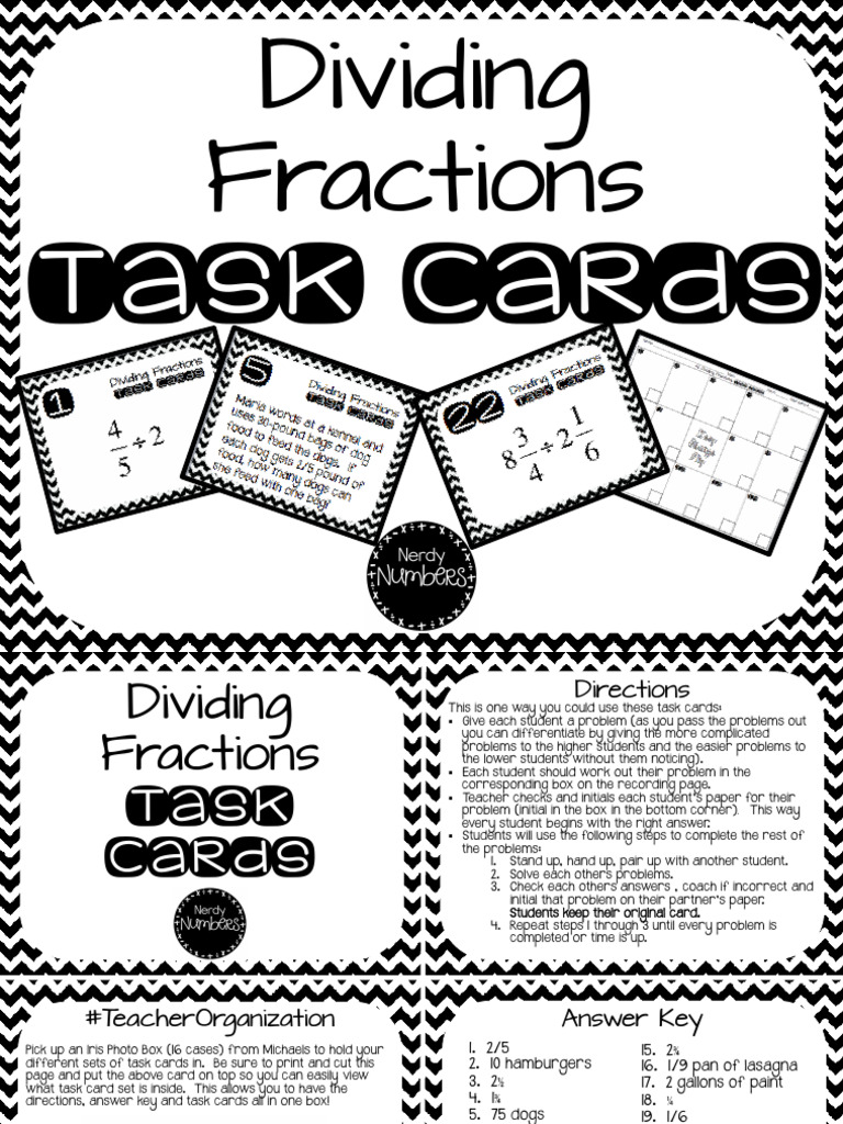 Dividing Fractions: Task Cards | PDF