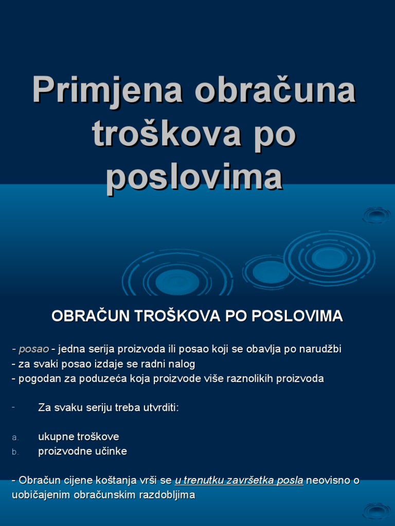 Obracun Troskova Po Poslovima | PDF