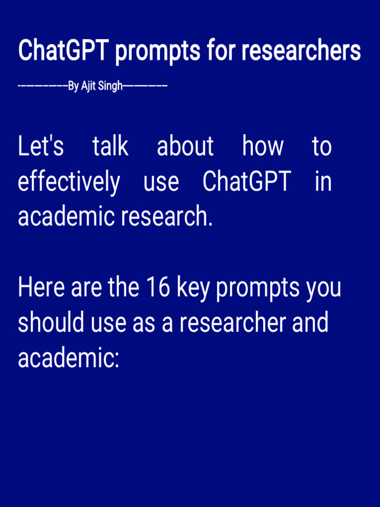 ChatGPT Prompts for Academic Research | PDF
